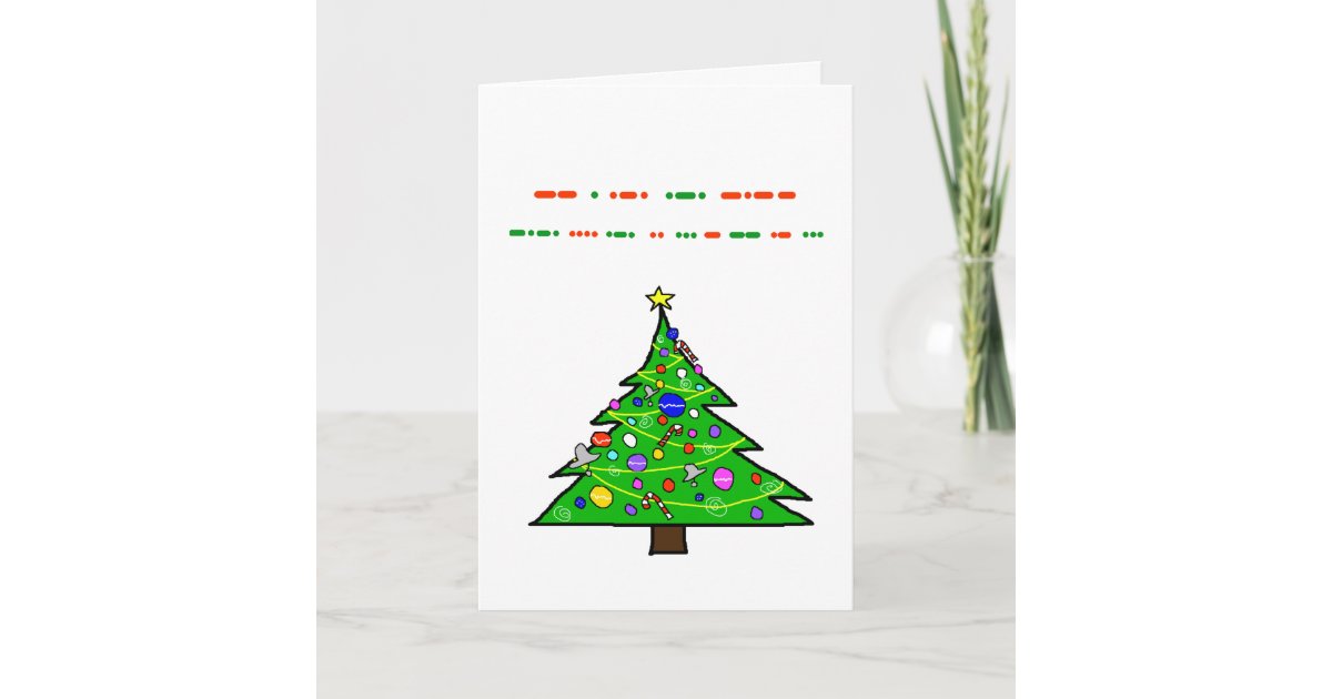Merry Christmas Morse Code Christmas Tree Card | Zazzle