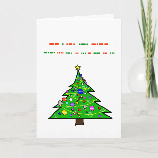 Merry Christmas Morse Code Christmas Tree Card | Zazzle