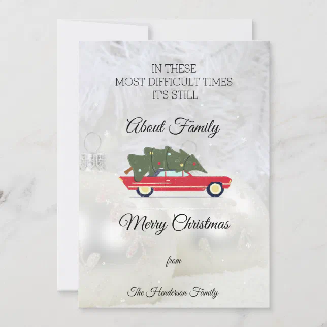 Merry Christmas Most Difficult Times Festive Tree Holiday Card | Zazzle