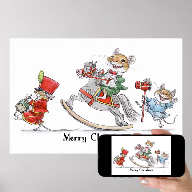 Merry Christmas Mouse Parade Print | Zazzle