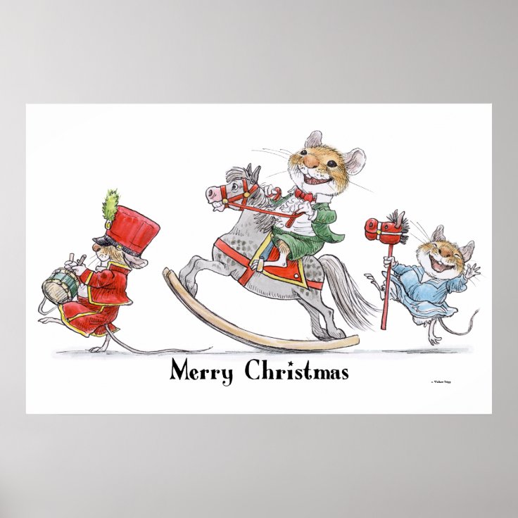 Merry Christmas Mouse Parade Print | Zazzle