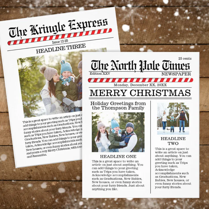 Merry Christmas Multi Photo Fun North Pole News Flyer | Zazzle