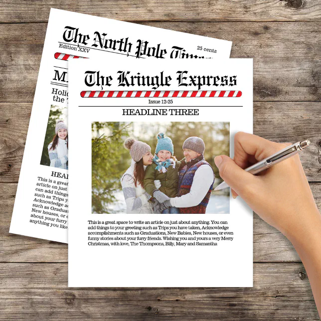 Merry Christmas Multi Photo Fun North Pole News Flyer | Zazzle
