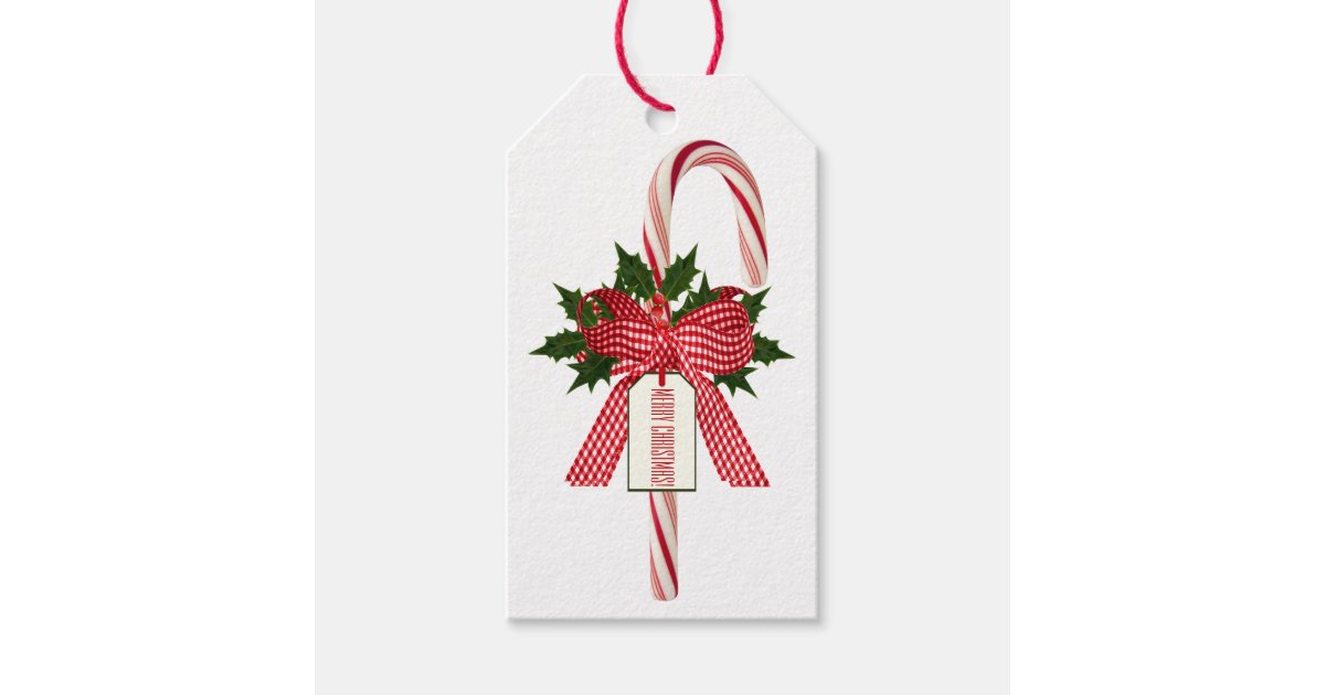 Merry Christmas Name Candy Canes Holidays Gift Tag | Zazzle