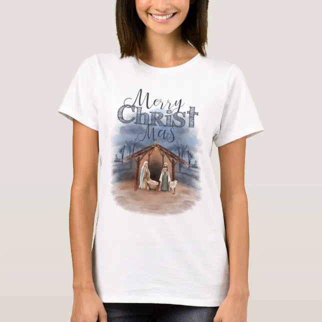 Merry Christmas Nativity T-Shirt | Zazzle