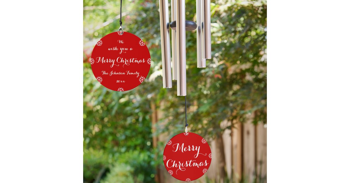 Merry Christmas Neighbors Holiday Garden Outdoor Wind Chime | Zazzle