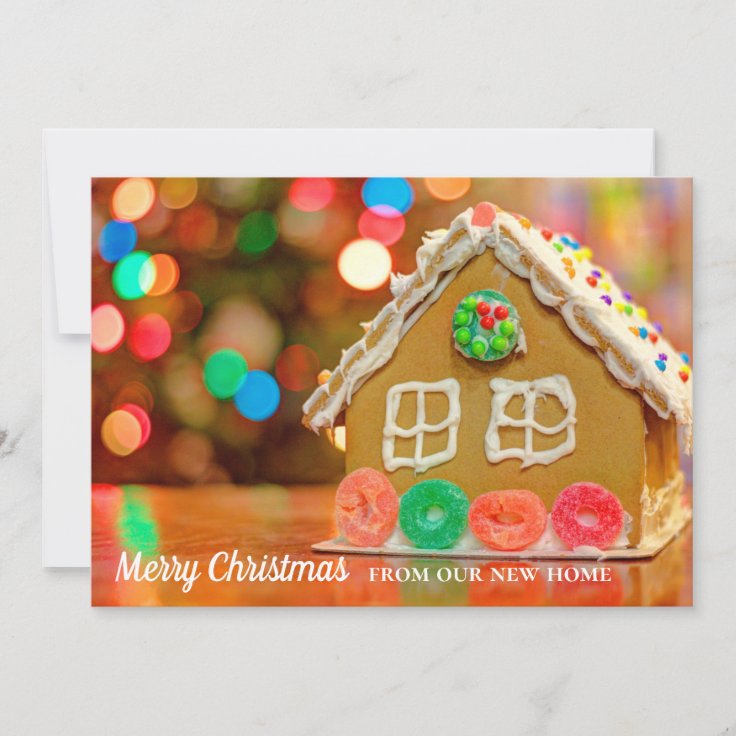 Merry Christmas New Home Address Gingerbread House Holiday Card | Zazzle