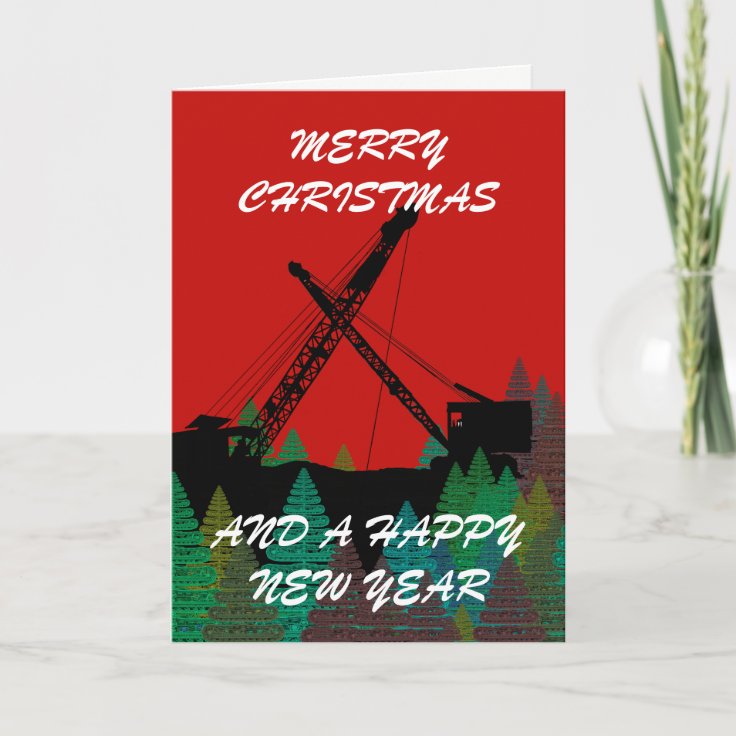 MERRY CHRISTMAS OPERATING ENGINEER CRANE OPERATOR HOLIDAY CARD | Zazzle