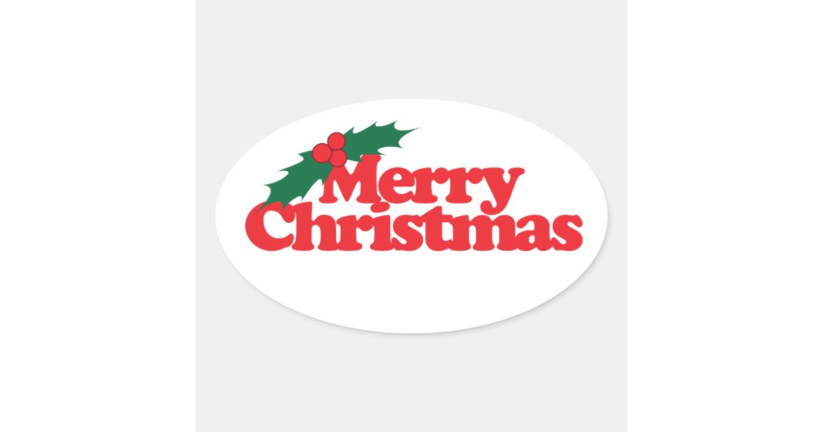 Merry Christmas Oval Sticker | Zazzle