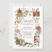 Merry Christmas Party Woodsy Woodland Mushroom Invitation | Zazzle