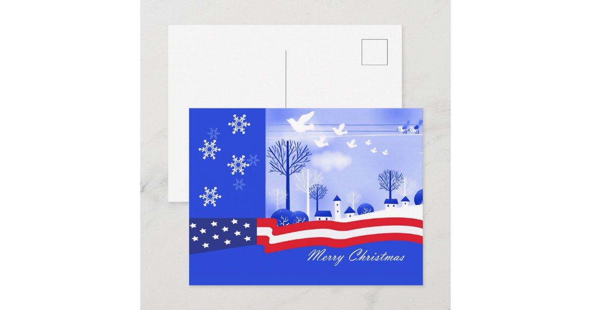 Merry Christmas. Patriotic Christmas Postcard | Zazzle