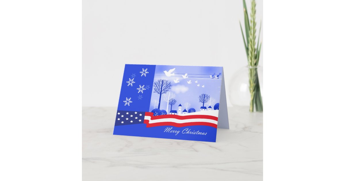 Merry Christmas. Patriotic Holiday Card | Zazzle