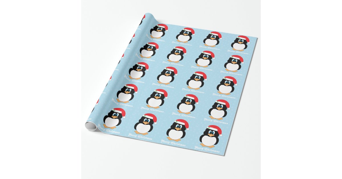 Merry Christmas Penguin Wrapping Paper | Zazzle