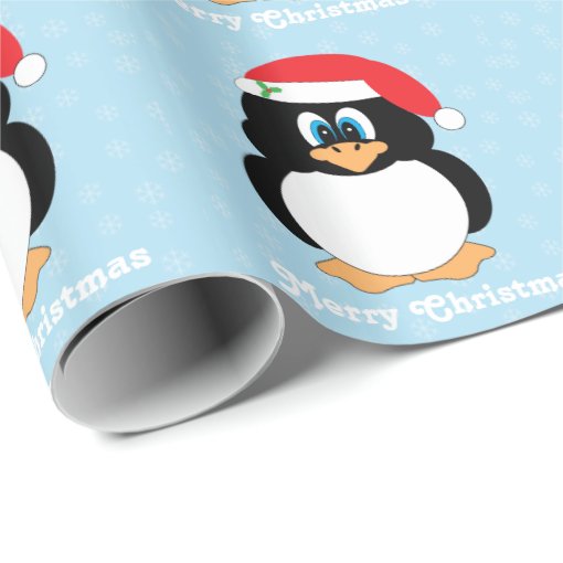 Merry Christmas Penguin Wrapping Paper | Zazzle