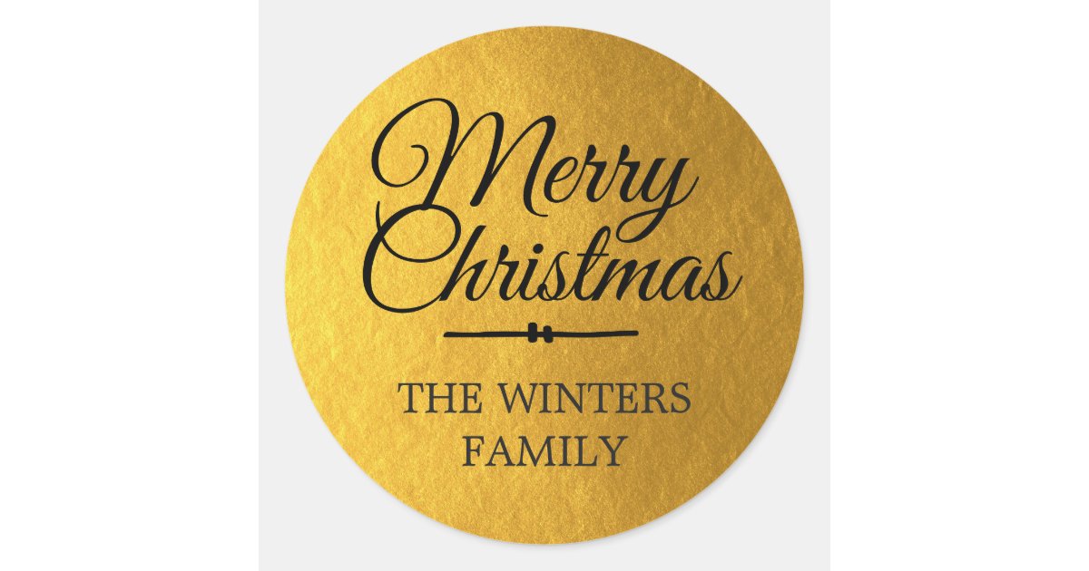 Merry Christmas Personalized Gold Envelope Seal | Zazzle