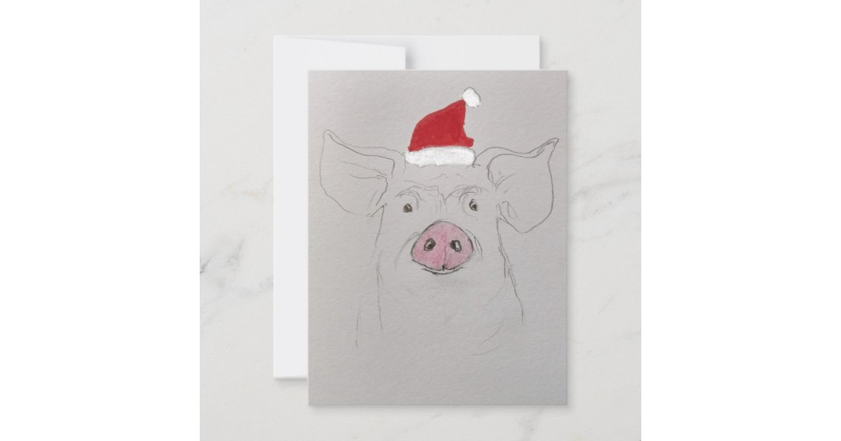 Merry Christmas Pig Holiday Card | Zazzle