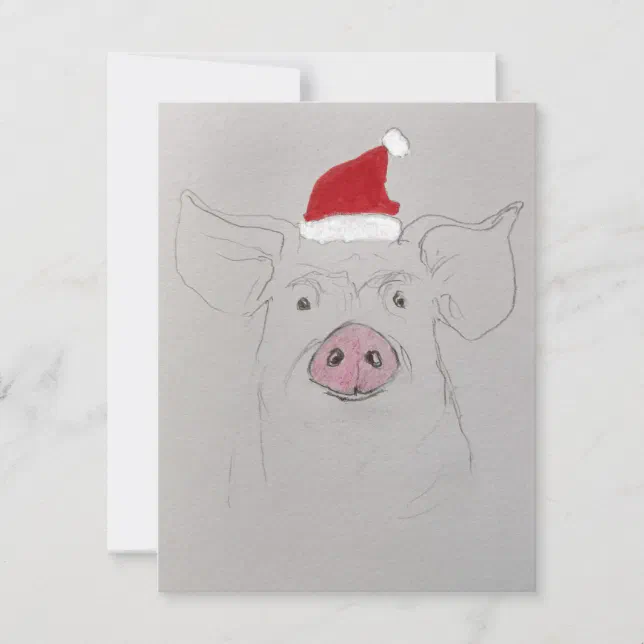 Merry Christmas Pig Holiday Card | Zazzle
