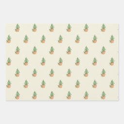 Merry Christmas Pine Tree and Cozy Fireplace Wrapping Paper Sheets | Zazzle