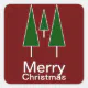 Merry Christmas Pine Trees Abstract Green Red Square Sticker | Zazzle