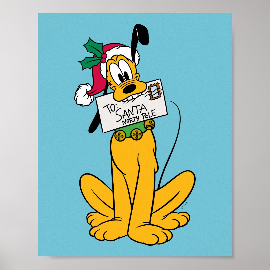 Merry Christmas | Pluto Santa Claus Poster | Zazzle