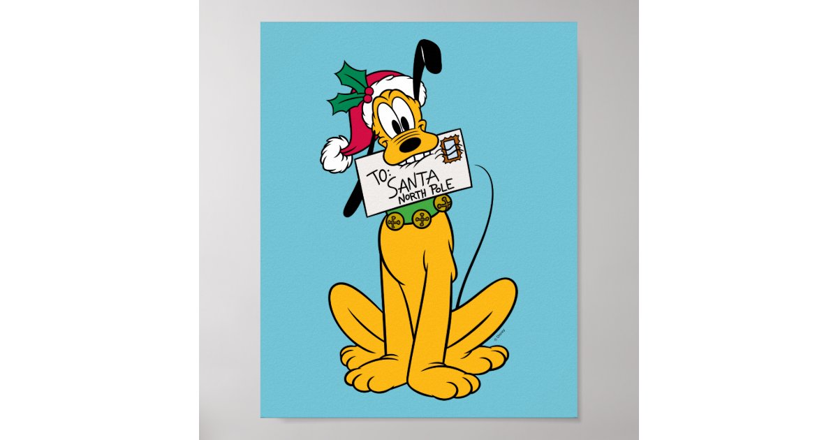 Merry Christmas | Pluto Santa Claus Poster | Zazzle