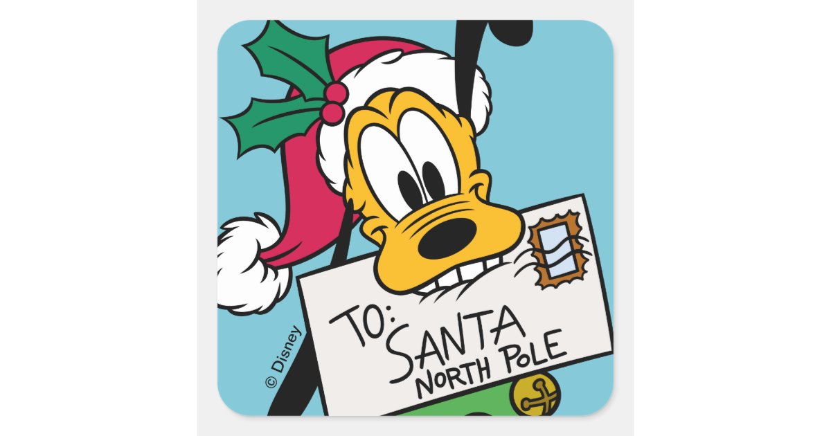 Merry Christmas | Pluto Santa Claus Square Sticker | Zazzle