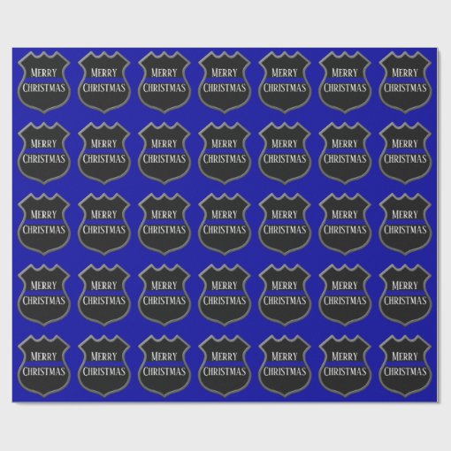 Merry Christmas Police Badges Wrapping Paper | Zazzle