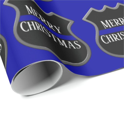 Merry Christmas Police Badges Wrapping Paper | Zazzle