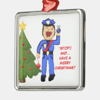 Merry Christmas Police Officer Metal Ornament | Zazzle