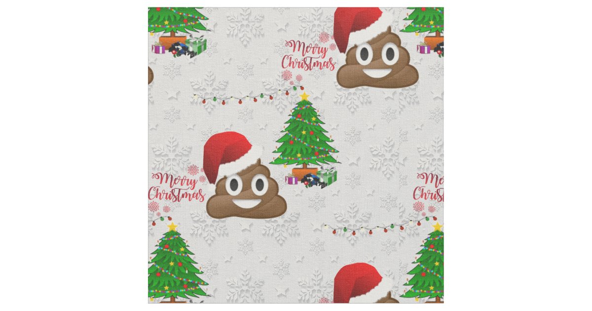 merry christmas poo emoji fabric | Zazzle