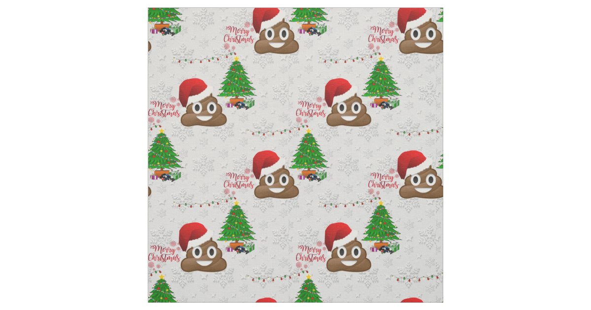 merry christmas poo emoji fabric | Zazzle