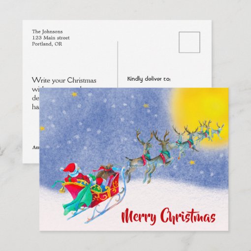 Merry Christmas postcard Seasons greetings card | Zazzle