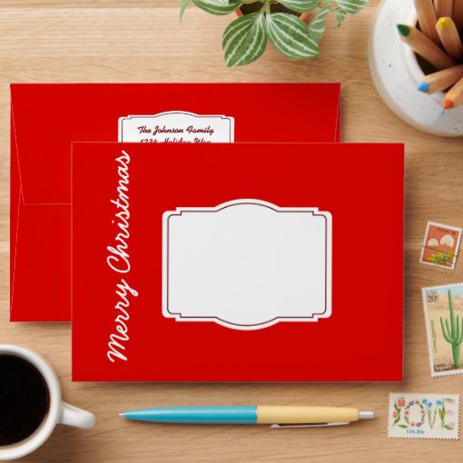 Merry Christmas Red 5x7 Holiday Envelopes | Zazzle