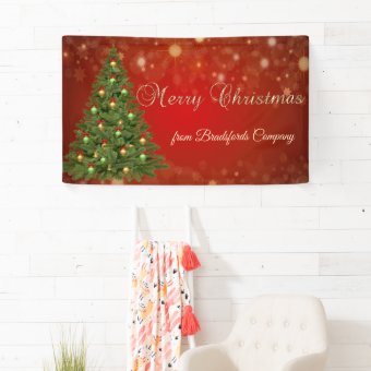 Merry Christmas,Red ,Christmas Tree Banner | Zazzle