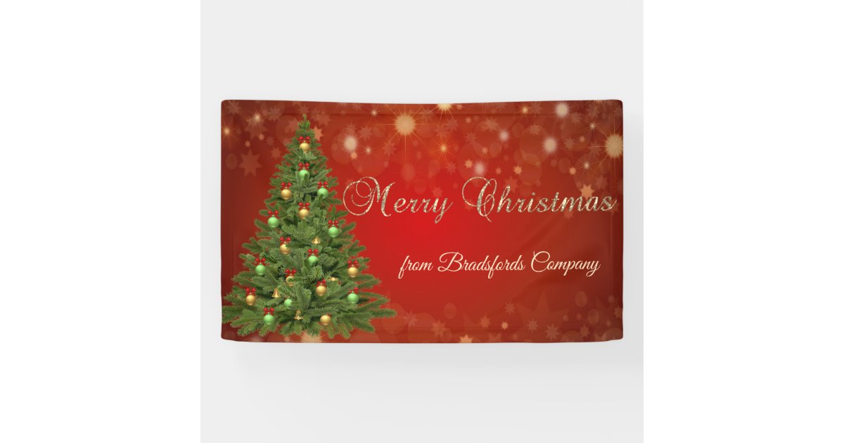 Merry Christmas,Red ,Christmas Tree Banner | Zazzle