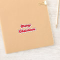 Merry Christmas Red Cursive Sticker | Zazzle