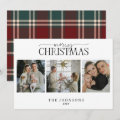Merry Christmas Red & Green Plaid Multi Photo Holiday Card | Zazzle
