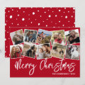 Merry Christmas Red Photo Collage Holiday Card | Zazzle