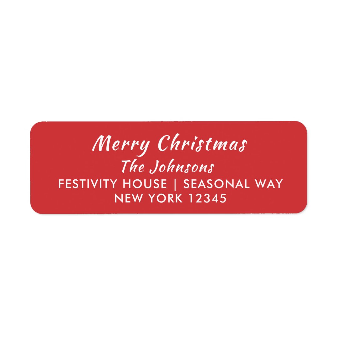 Merry Christmas Red Return Address Label | Zazzle