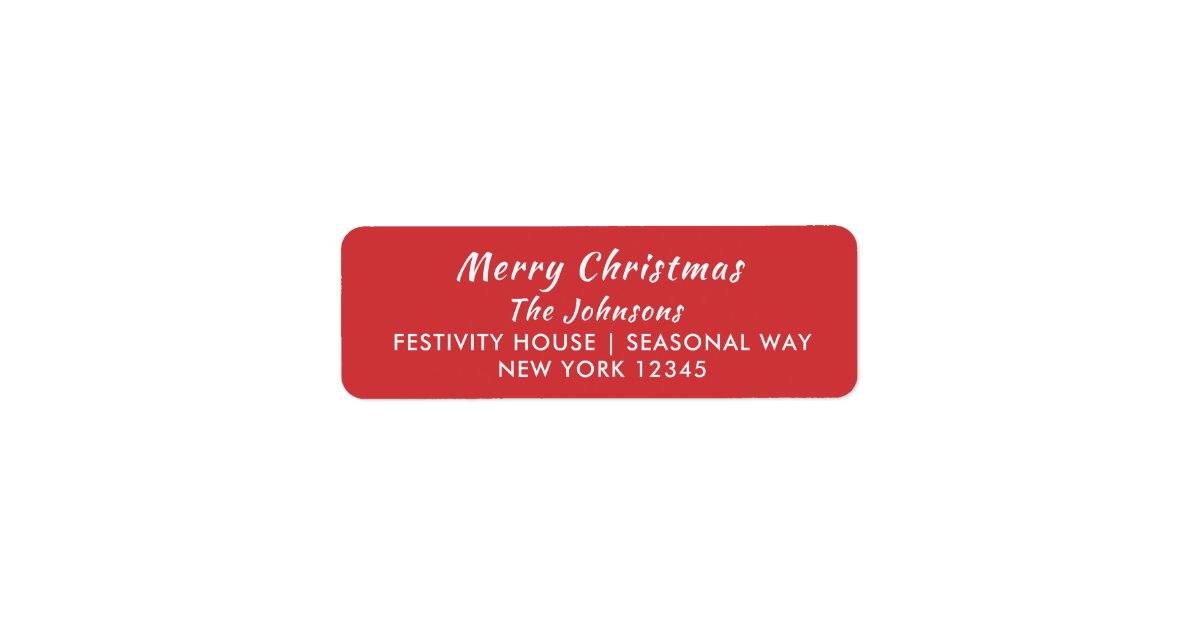 Merry Christmas Red Return Address Label | Zazzle
