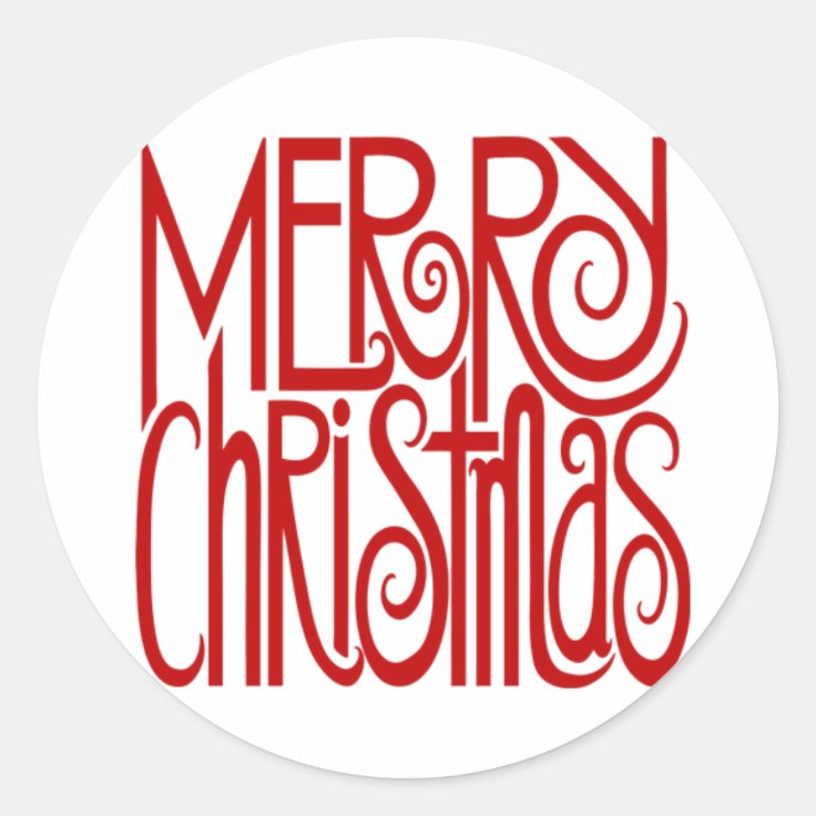 Merry Christmas Red Sticker | Zazzle