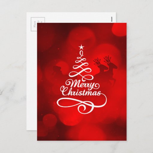 Merry Christmas Reindeer Holiday Postcard | Zazzle