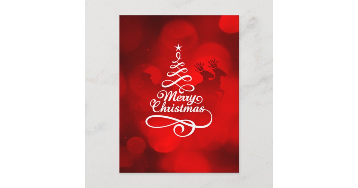 Merry Christmas Reindeer Holiday Postcard | Zazzle
