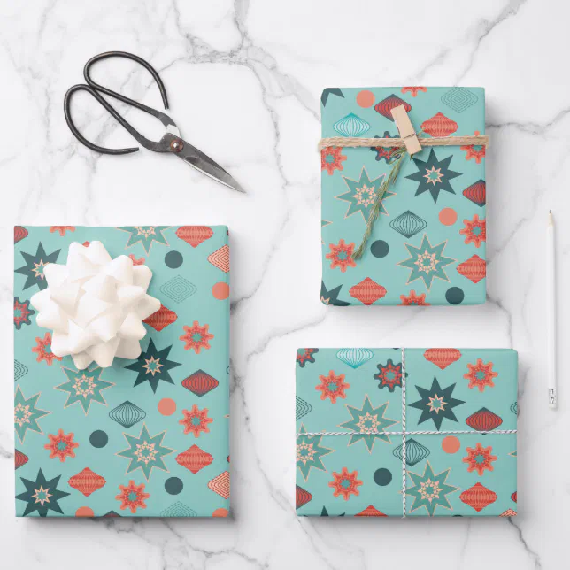 Merry Christmas Retro Mid Century Modern Wrapping Paper Sheets | Zazzle