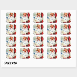 Merry Christmas | Retro Santa Claus Square Sticker | Zazzle