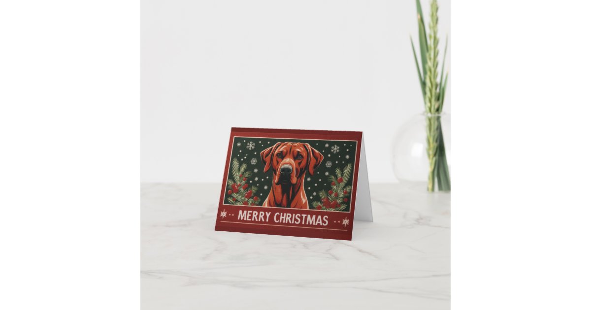 Merry Christmas Rhodesian Ridgeback Dog Santa Hat Holiday Card | Zazzle