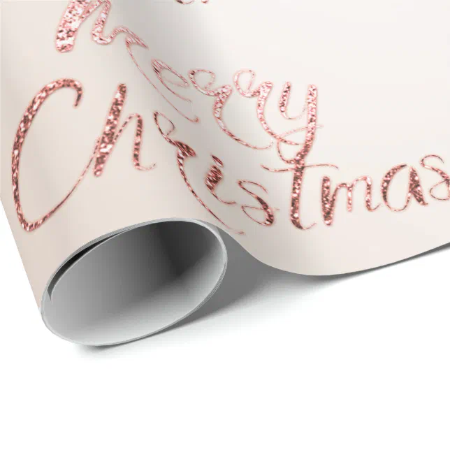 Merry Christmas Rose Gold Ivory Pearly Cottage Wrapping Paper | Zazzle