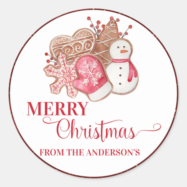 Merry Christmas Rustic Holiday Gingerbread Cookies Classic Round ...