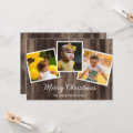 Merry Christmas Rustic Wood 3 Photo Card | Zazzle
