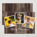 Merry Christmas Rustic Wood 3 Photo Card | Zazzle